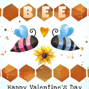 Bee Valentines Day Card Template, Honey Bee Valentine Card for Kids ...