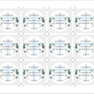 Thank You Sticker Label Template for Baptism, Baptism Favor Ideas ...