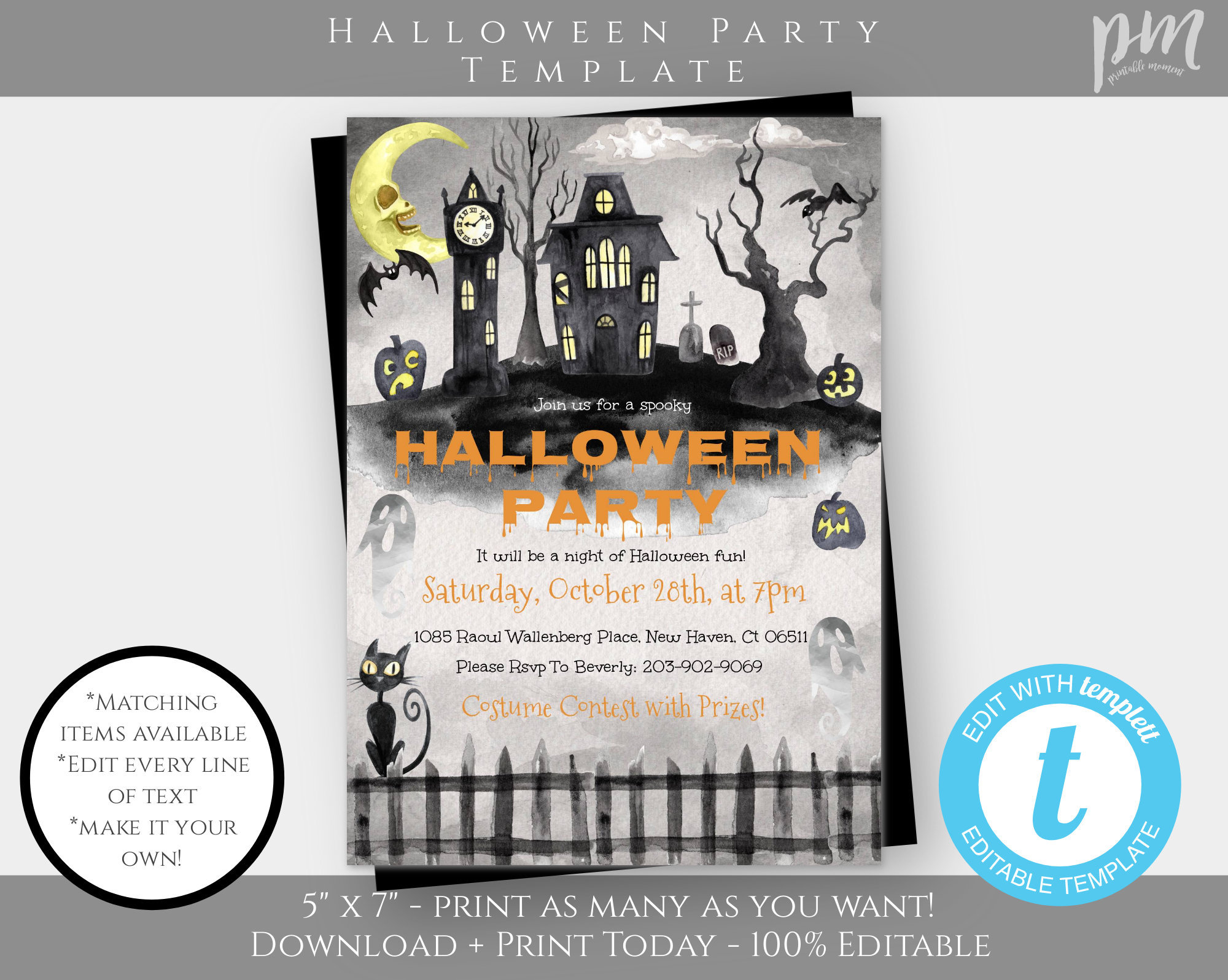 Halloween Party Invitation Printable Halloween Costume Party | Etsy
