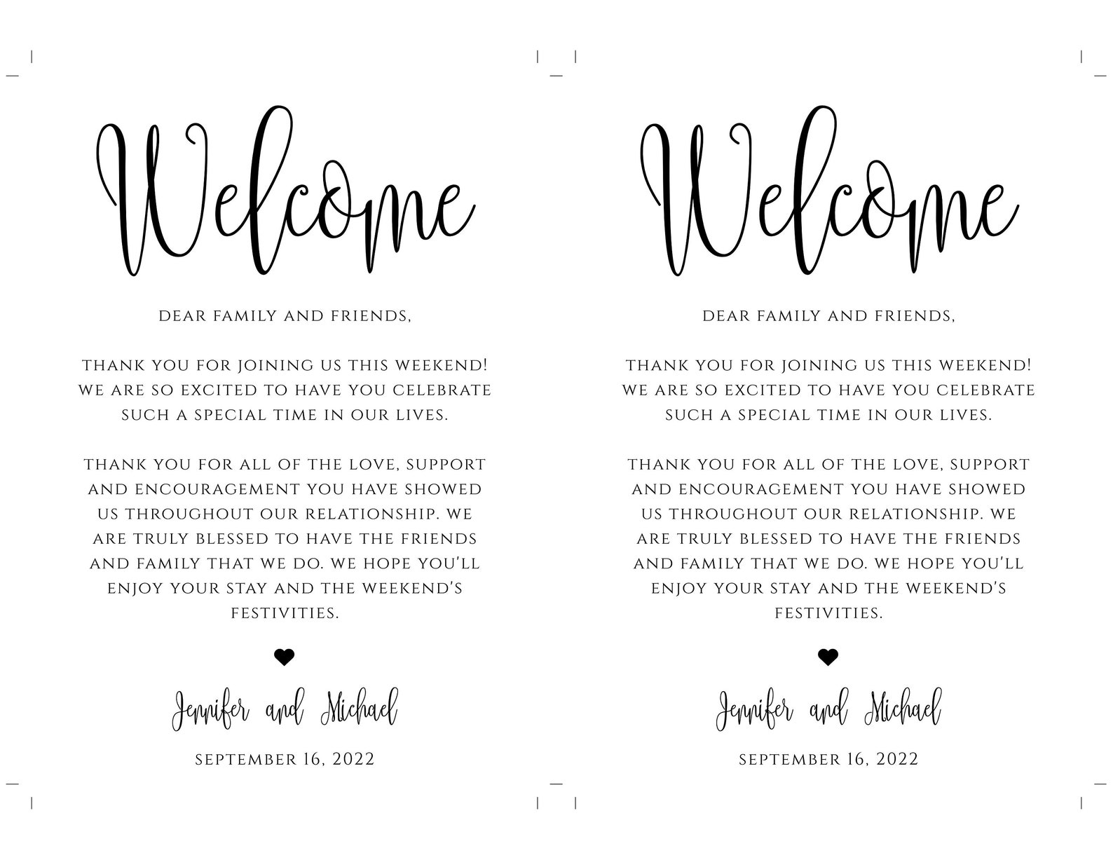 Wedding Welcome Letter Template Welcome Bag Note Welcome Bag | Etsy