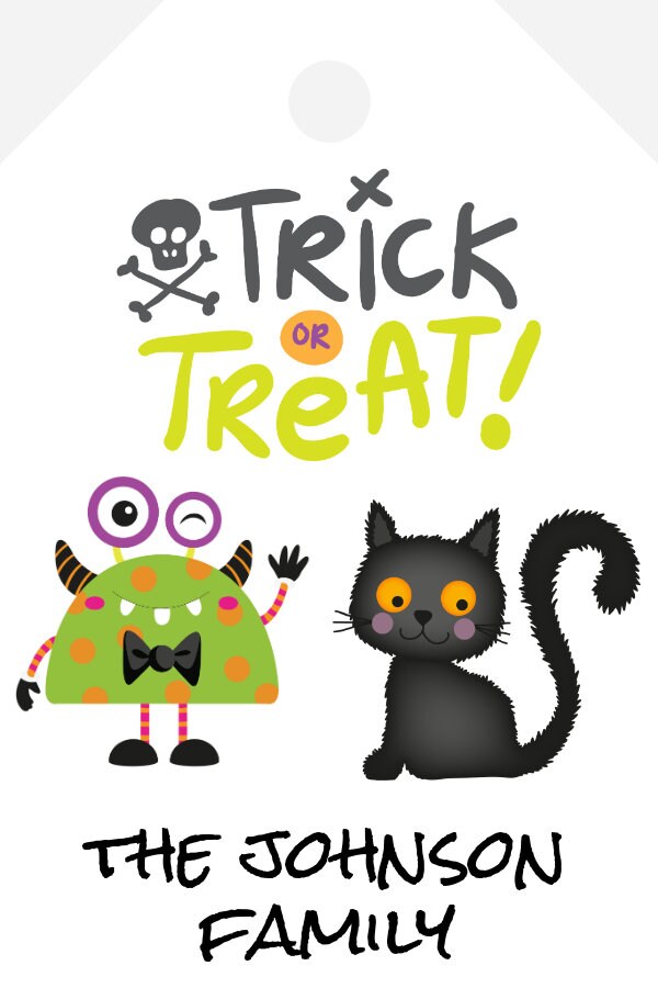 Monster Halloween Gift Tag Template Set Printable Trunk or - Etsy