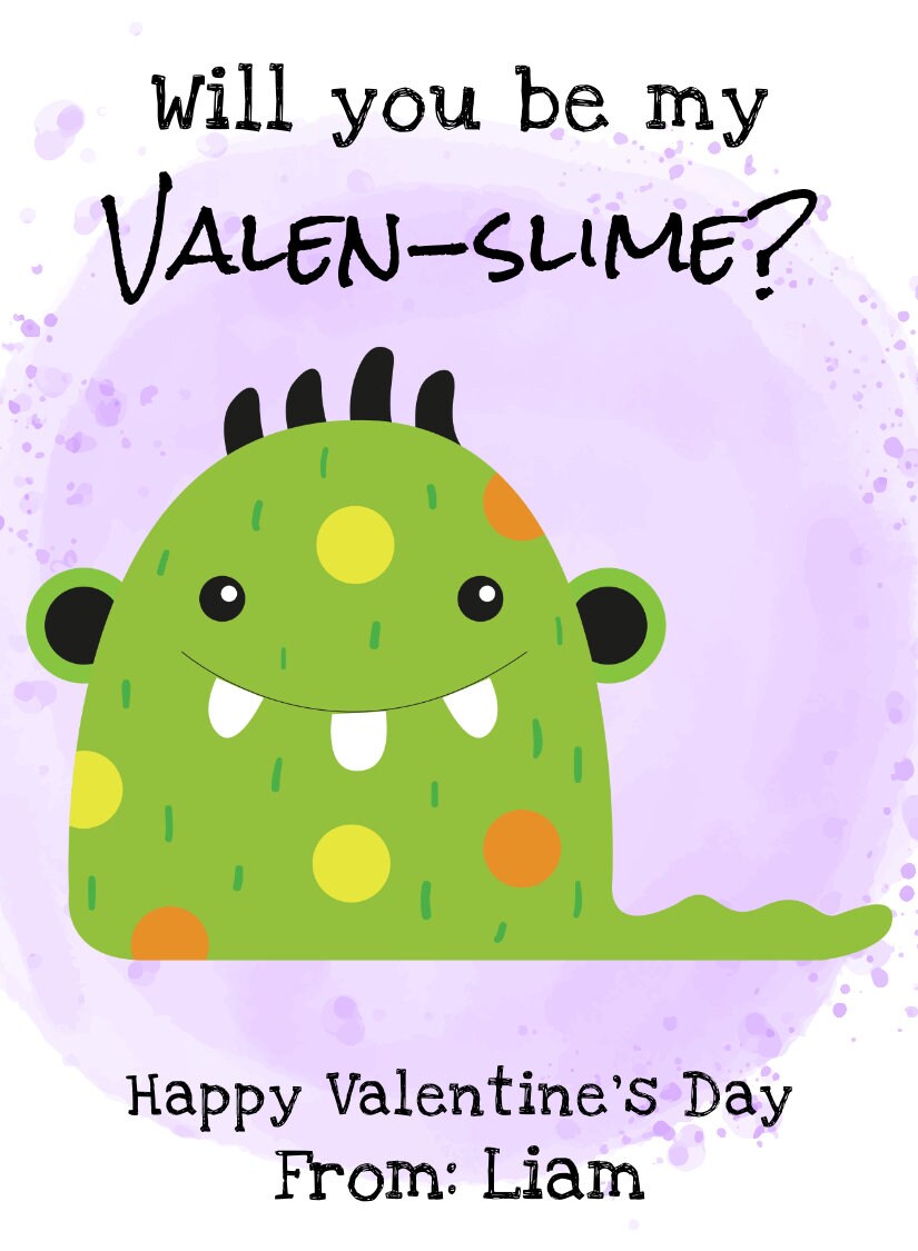 Monster Valentines Day Card Template Monster Valentines Cards | Etsy