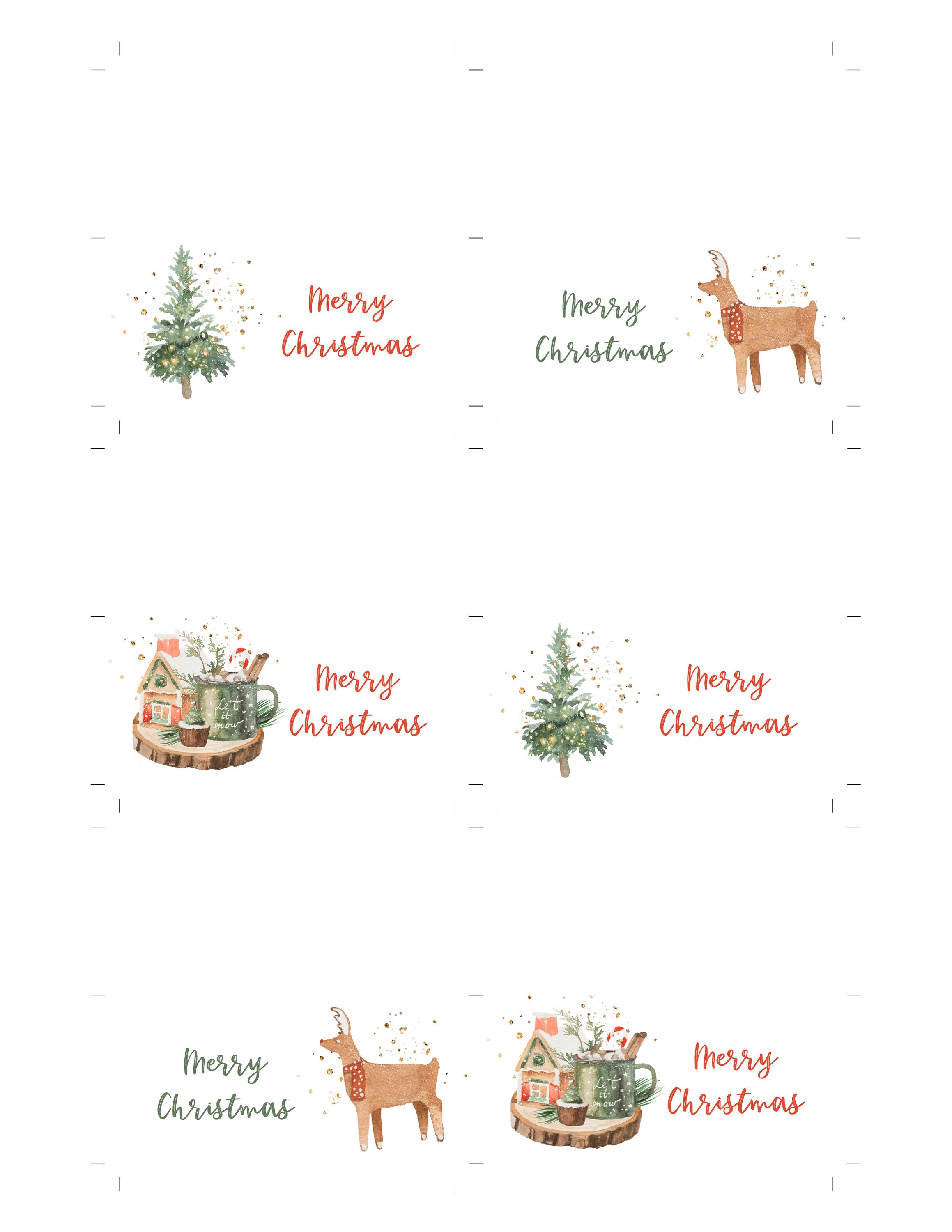 Merry Christmas Treat Topper Template Editable Christmas | Etsy