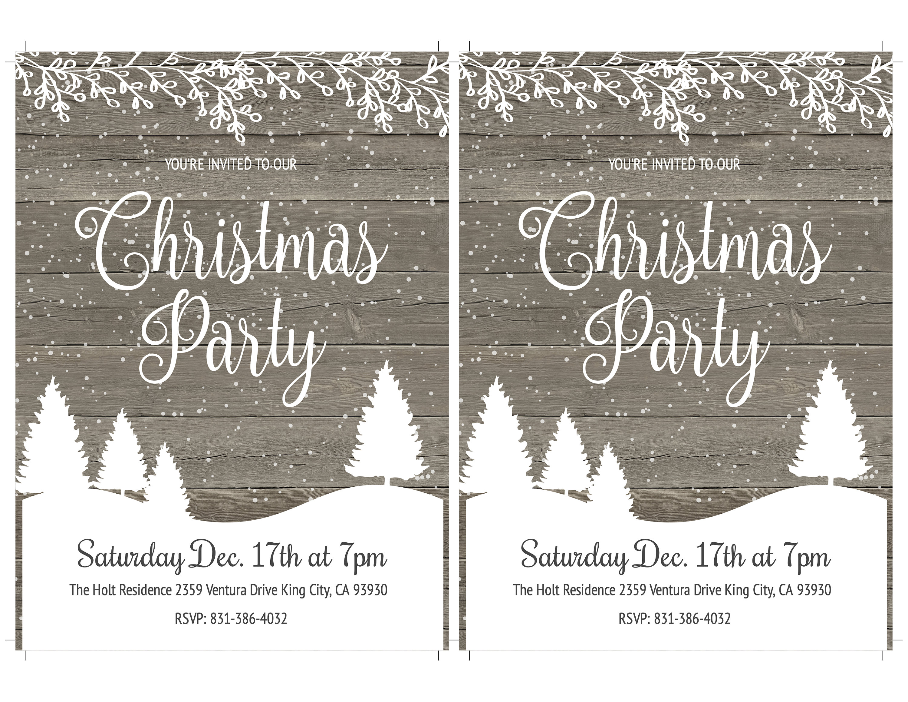 Rustic Christmas Party Invitation Template Editable Holiday - Etsy