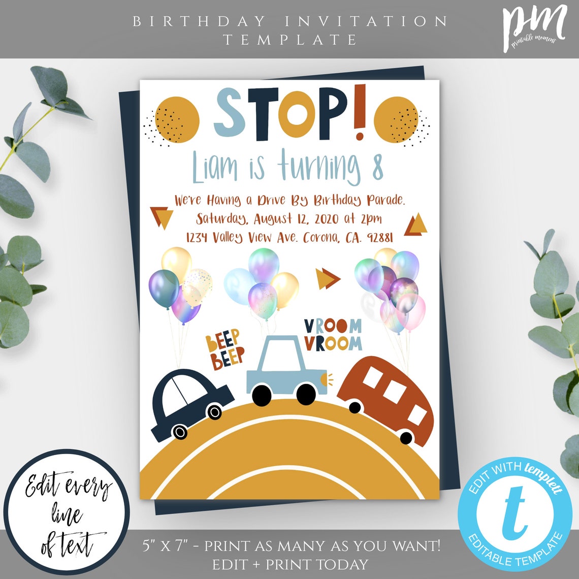 Drive by Birthday Parade Invitation Template Drive by - Etsy