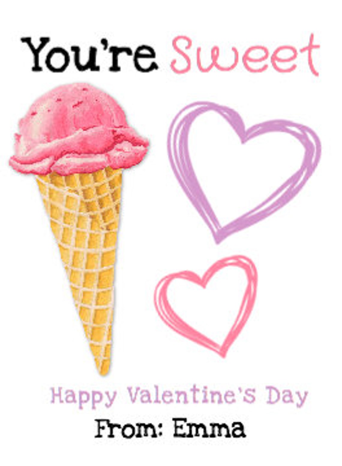 Ice Cream Valentines Day Card Template Ice Cream Valentines - Etsy