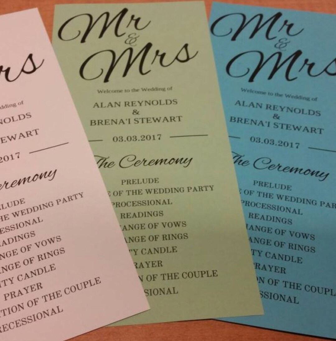 Editable Wedding Program Template, Printable Mr & Mrs Program Template ...