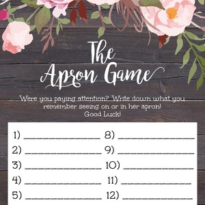 The Apron Game, Bridal Shower Game, Bridal Shower Instant Download ...