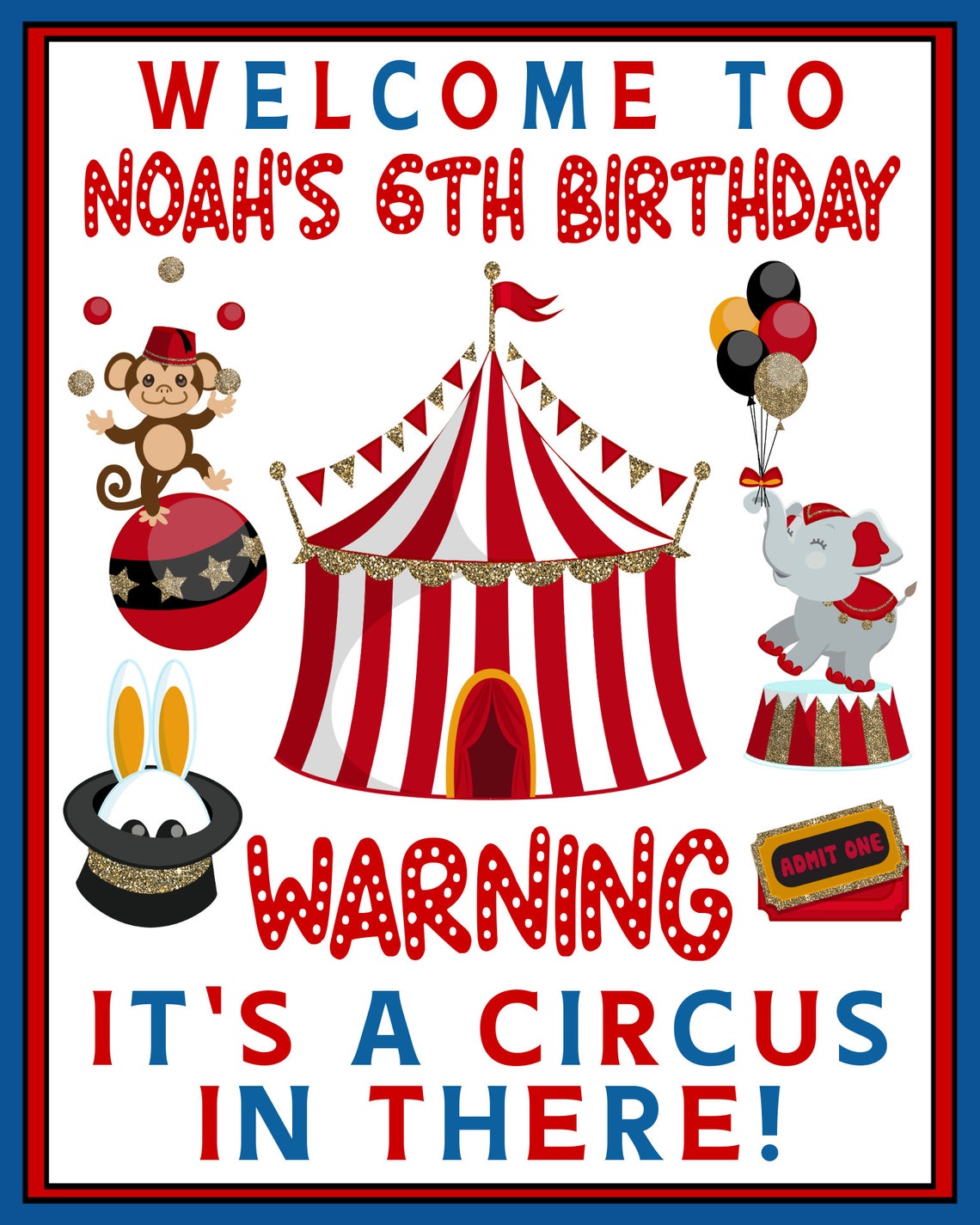 Circus Birthday Welcome Sign Template Carnival Birthday | Etsy Canada