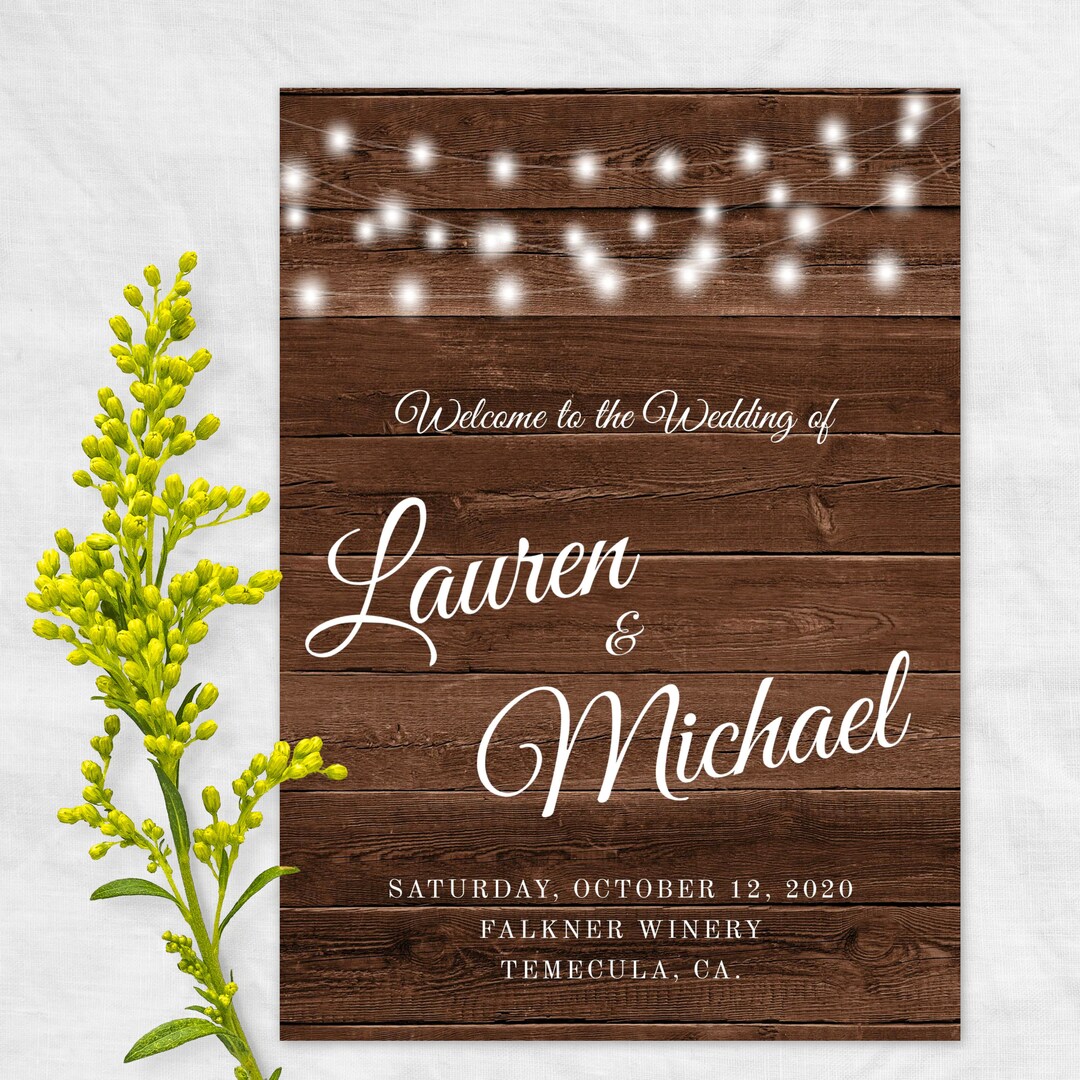 Rustic Wedding Folding Program Template, Rustic Lights Printable ...