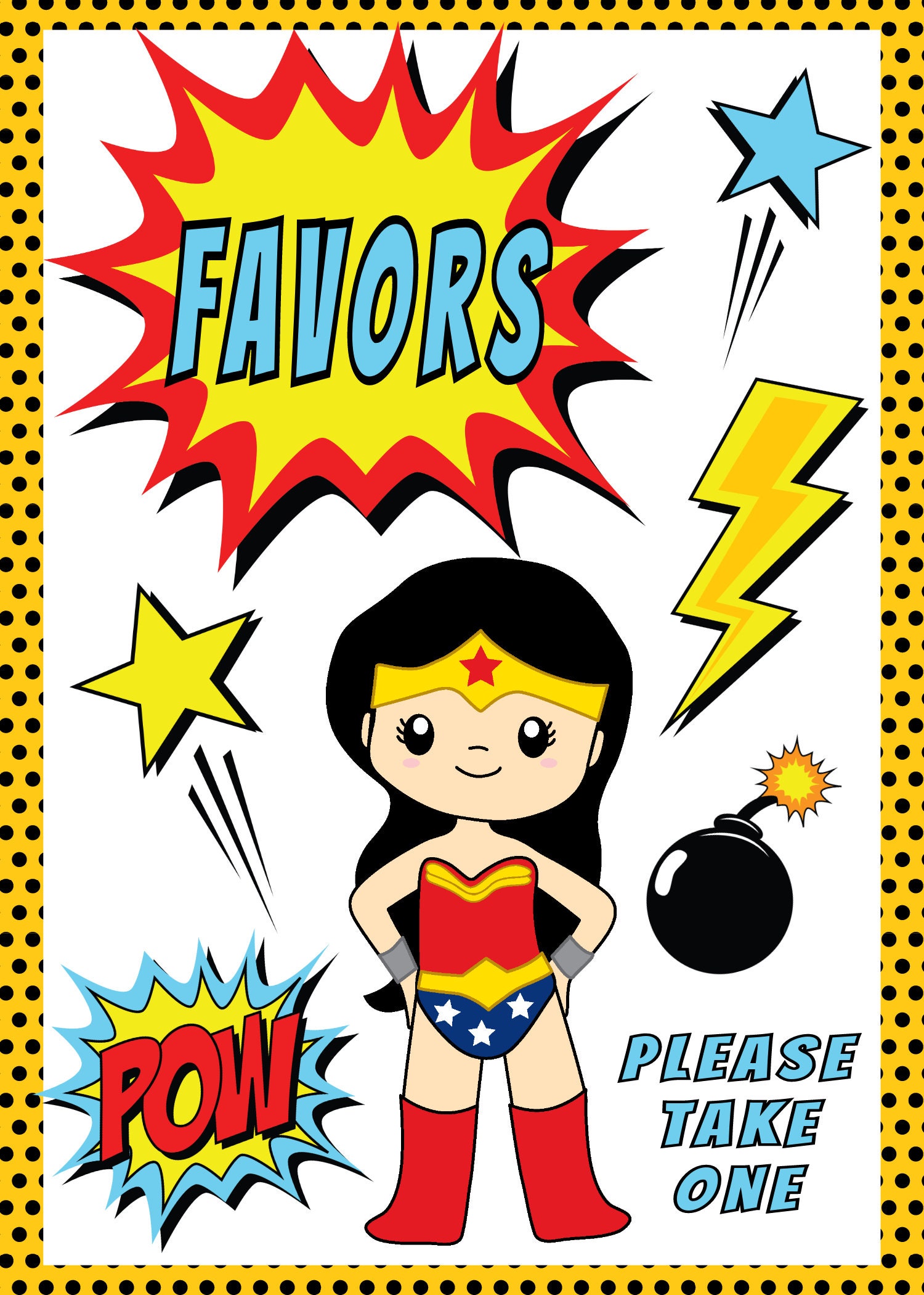 Superhero Favors Sign Printable Template for Girl's Birthday, Superhero ...