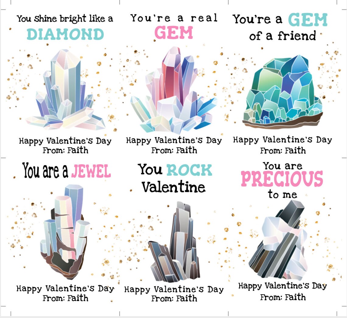 Gem Valentines Day Card Template, Jewel Valentines Cards for Kids ...