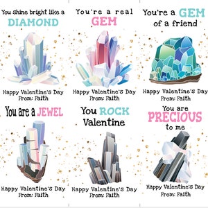 Gem Valentines Day Card Template, Jewel Valentines Cards for Kids ...