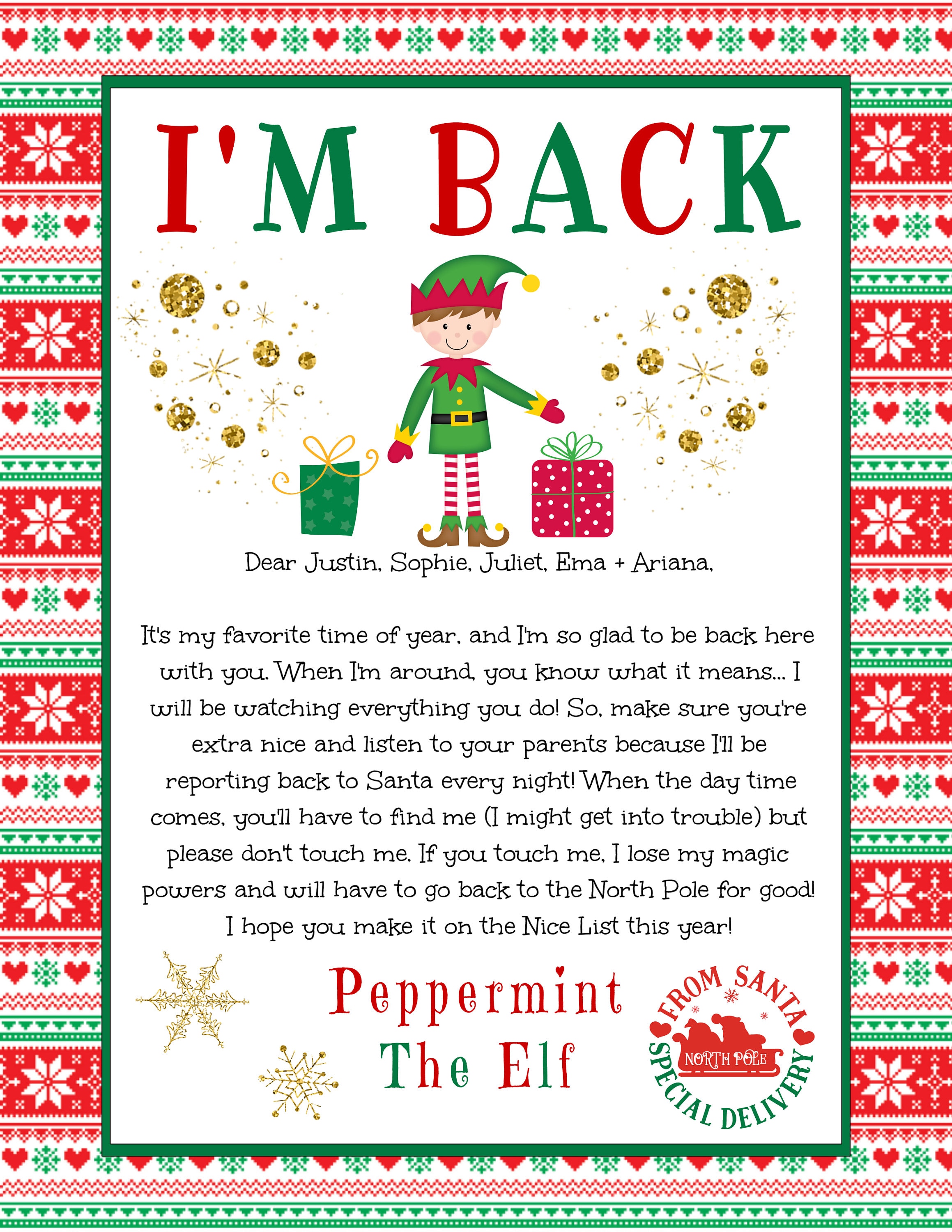 Elf Arrival Letter Template, Editable I'm Back Christmas Letter ...