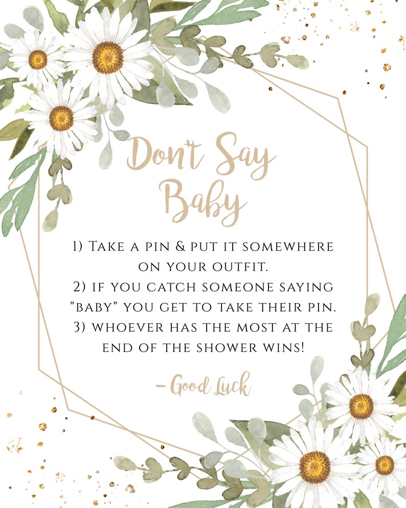Daisy Baby Shower Game Template Set Daisy Shower Gender - Etsy