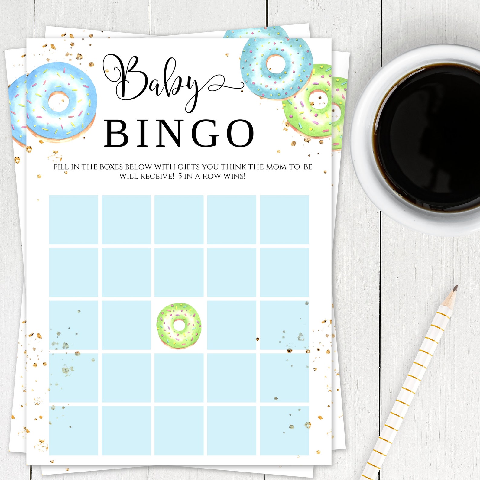Donuts and Diapers Baby Bingo Game Template Baby Shower Game | Etsy