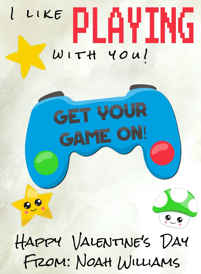 Gamer Valentines Day Card Template Video Game Valentines - Etsy