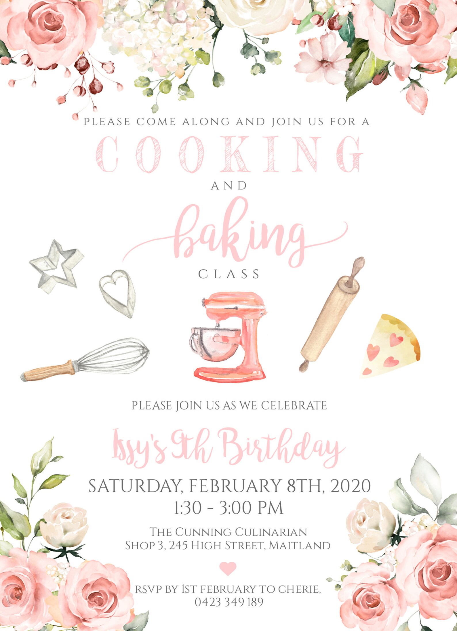 Cooking Baking Class Birthday Invitation Template Kid's - Etsy