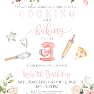 Cooking + Baking Class Birthday Invitation Template, Kid's Birthday ...