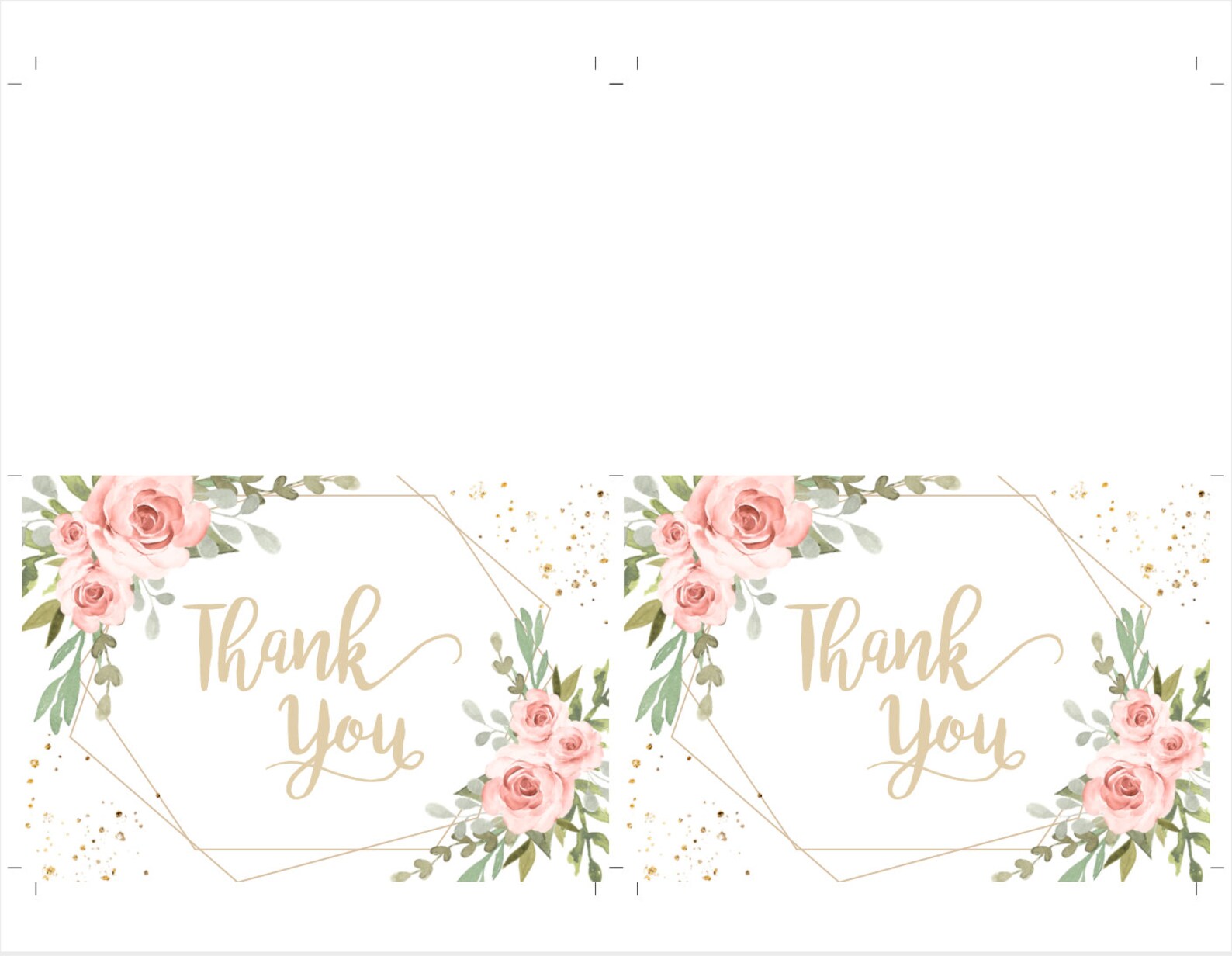 Blush Pink Floral Folding Thank You Card Template Printable - Etsy
