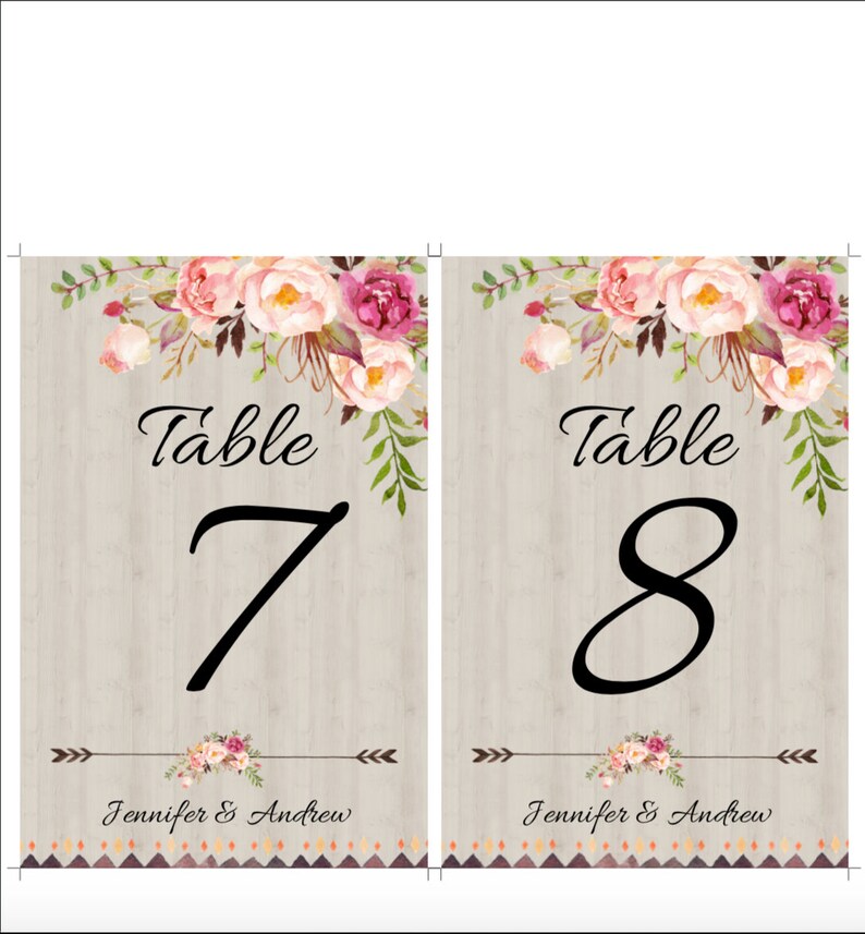 Rustic Wedding Table Numbers 4x6 Boho Table Numbers | Etsy