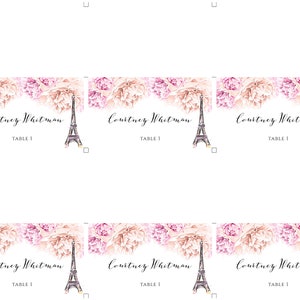 Paris Place Card Template French Theme Escort Cards Eiffel - Etsy