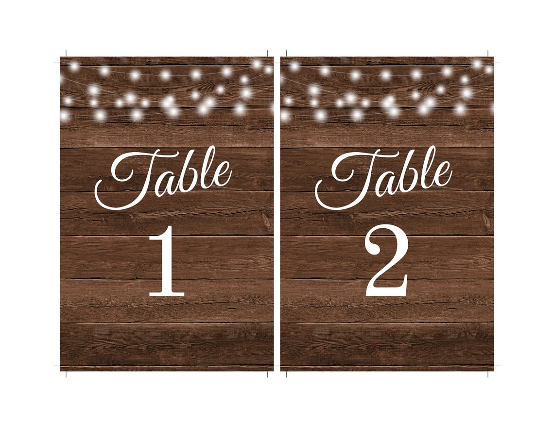 Rustic Table Number TEMPLATE Rustic String Lights Wedding - Etsy