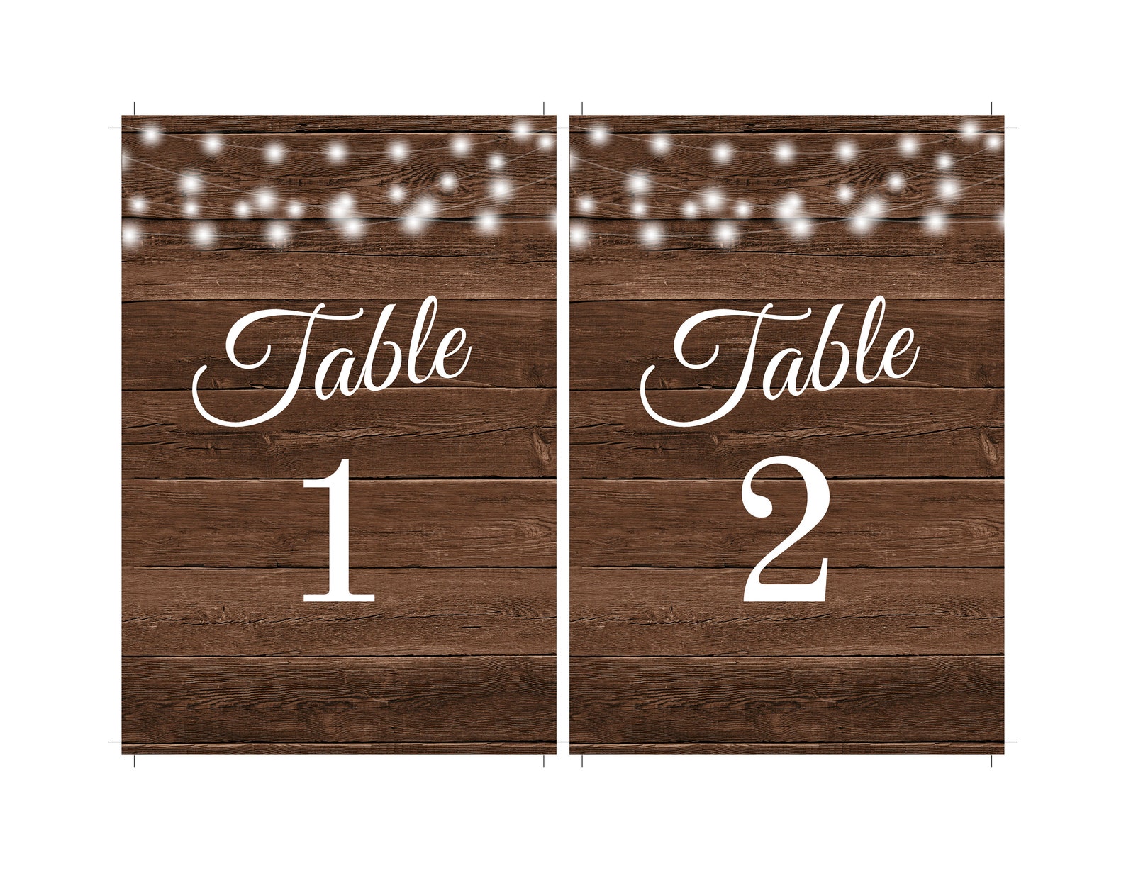 Rustic Table Number TEMPLATE Rustic String Lights Wedding - Etsy
