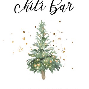 Christmas Chili Bar Sign + Food Card Template Set, Tent Fold Food Cards ...
