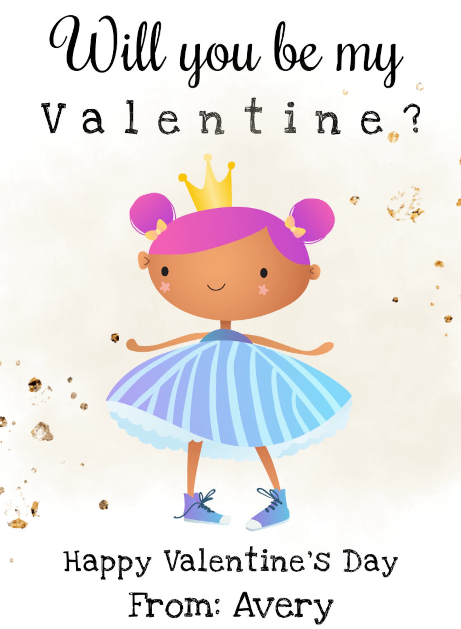 Princess Valentines Day Card Template Princess Valentines | Etsy