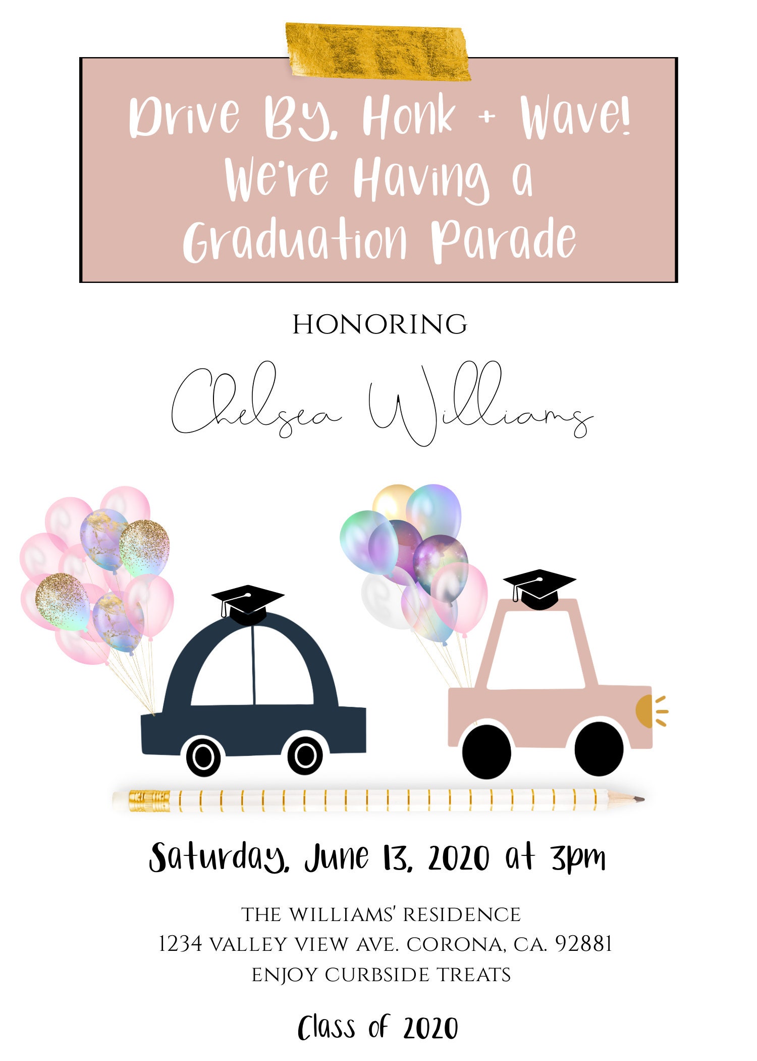 Drive by Graduation Parade Party Invitation Template Editable - Etsy