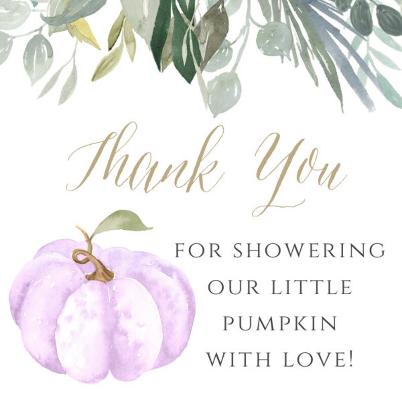 Purple Pumpkin Favor Tag Template for Girl Little Pumpkin | Etsy