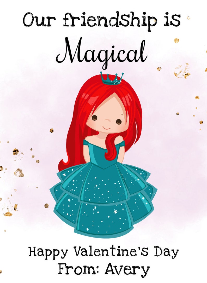 Princess Valentines Day Card Template Digital Valentines - Etsy