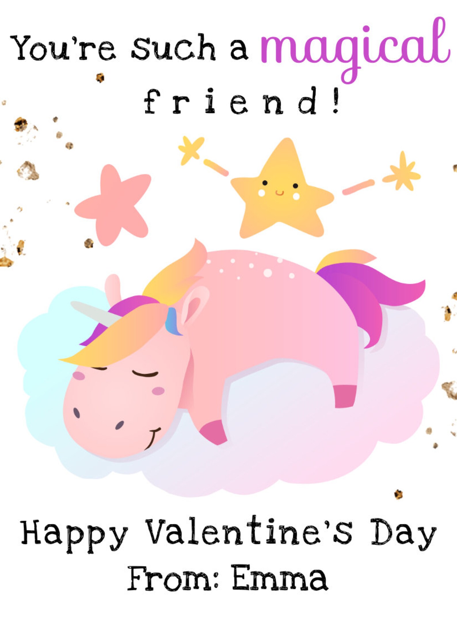 Magical Valentines Day Card Template, Unicorn Valentines Cards for Kids ...