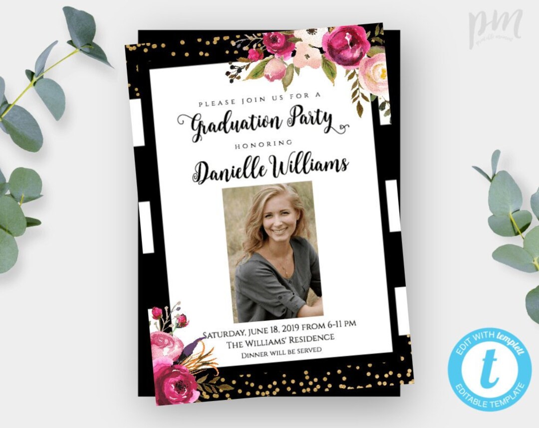Graduation Invitation Template, Graduation Party Invite, College ...