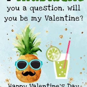 Pineapple Valentines Cards for Kids, Tropical Valentines Cards for ...