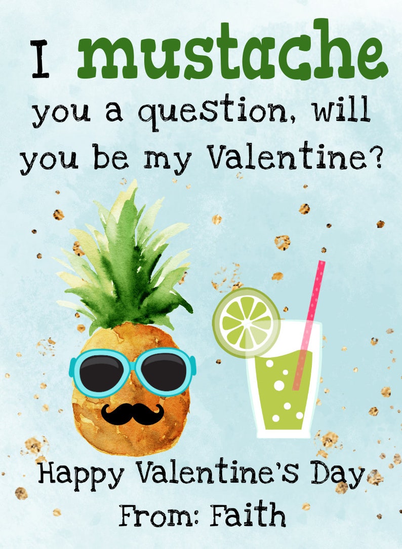 Pineapple Valentines Cards for Kids Tropical Valentines Cards | Etsy