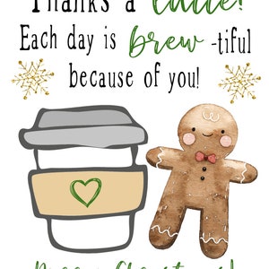Teacher Gift Tag Template for Christmas Appreciation Gift Tag Coffee ...
