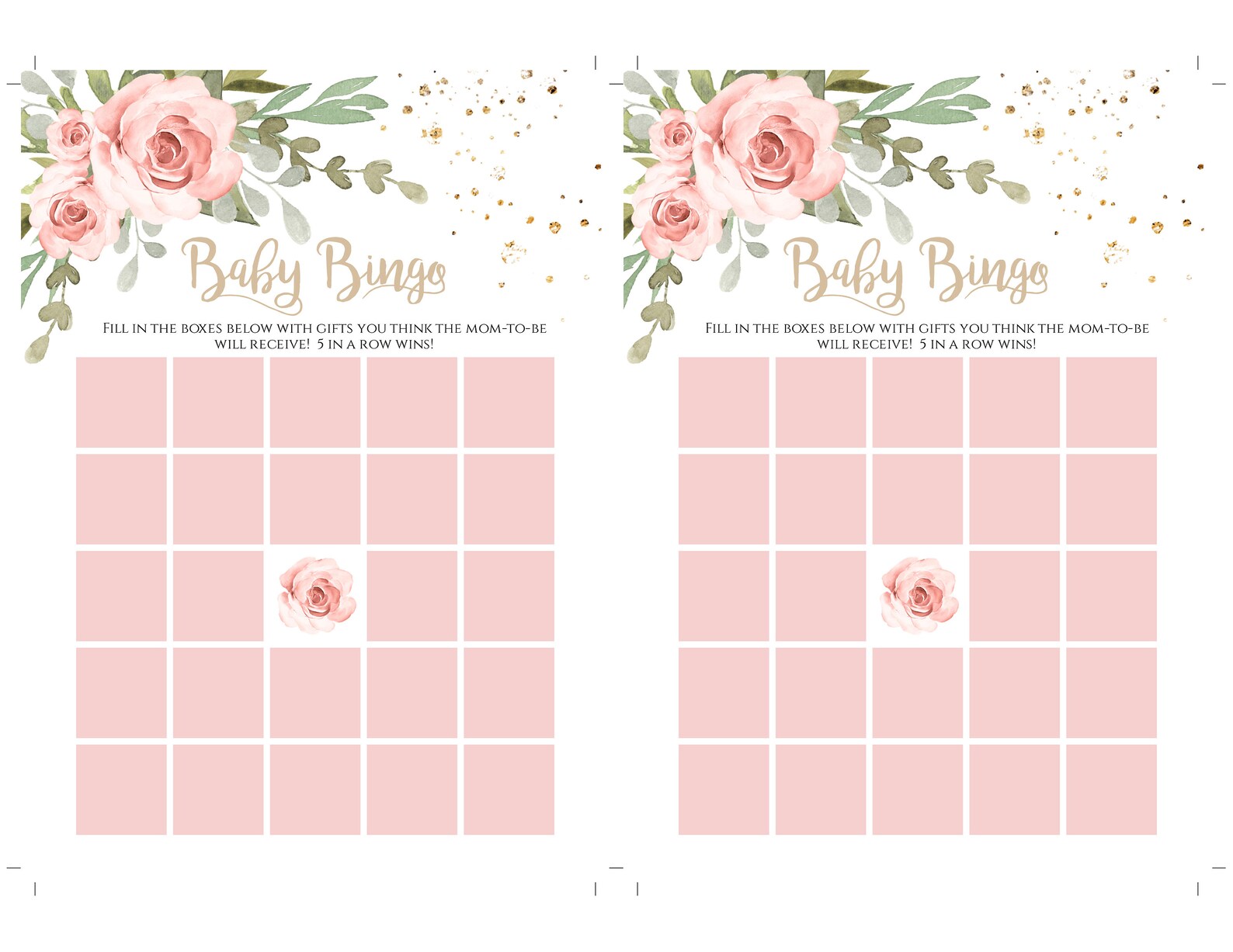 Baby Bingo Present Game Template Pink Floral Shower Game | Etsy