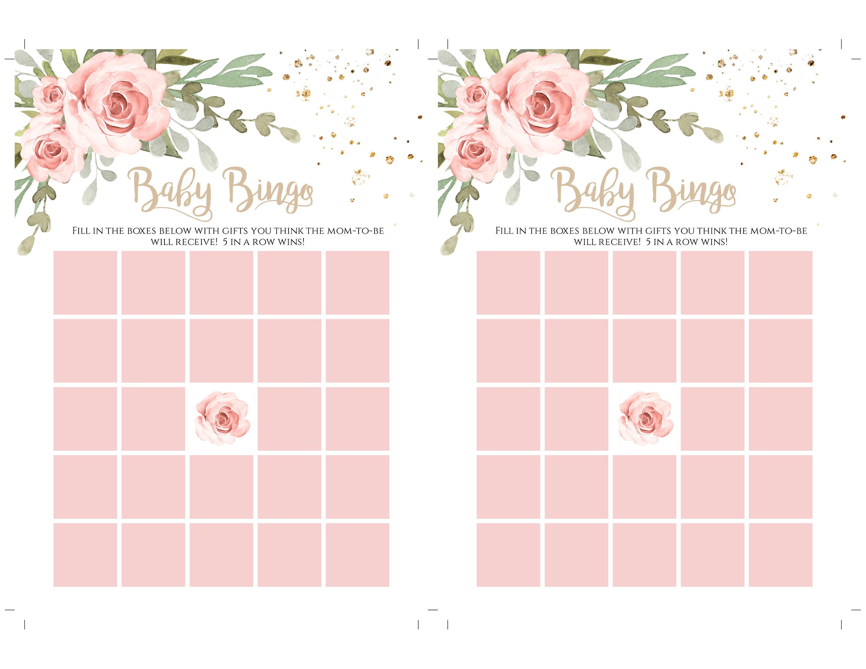 Baby Bingo Present Game Template Pink Floral Shower Game | Etsy