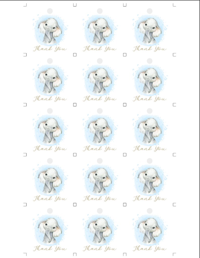 Blue Elephant Thank You Favor Tag Template, Boy Baby Shower Gift Tag ...
