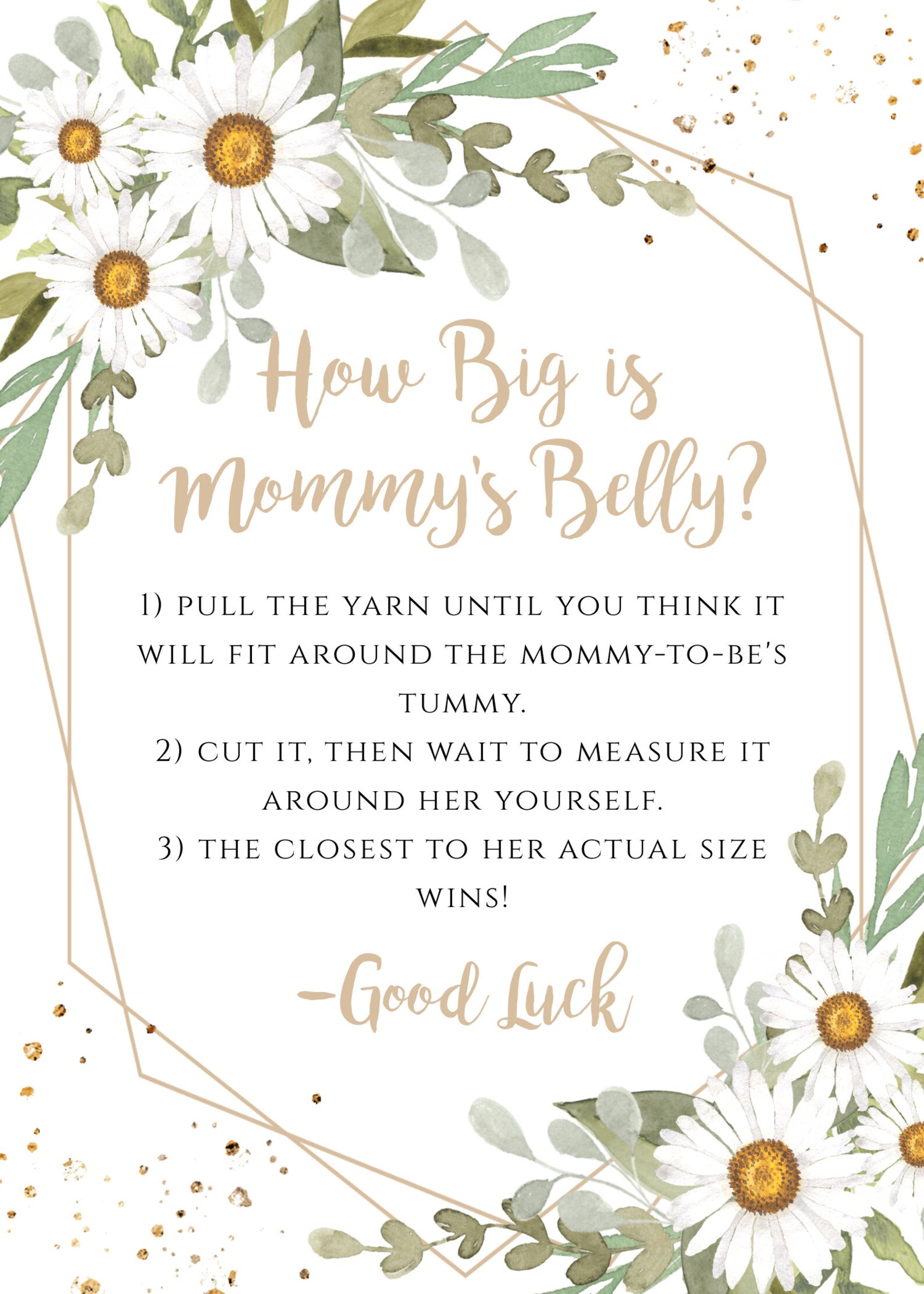 Daisy Baby Shower Game Template Set Daisy Shower Gender - Etsy