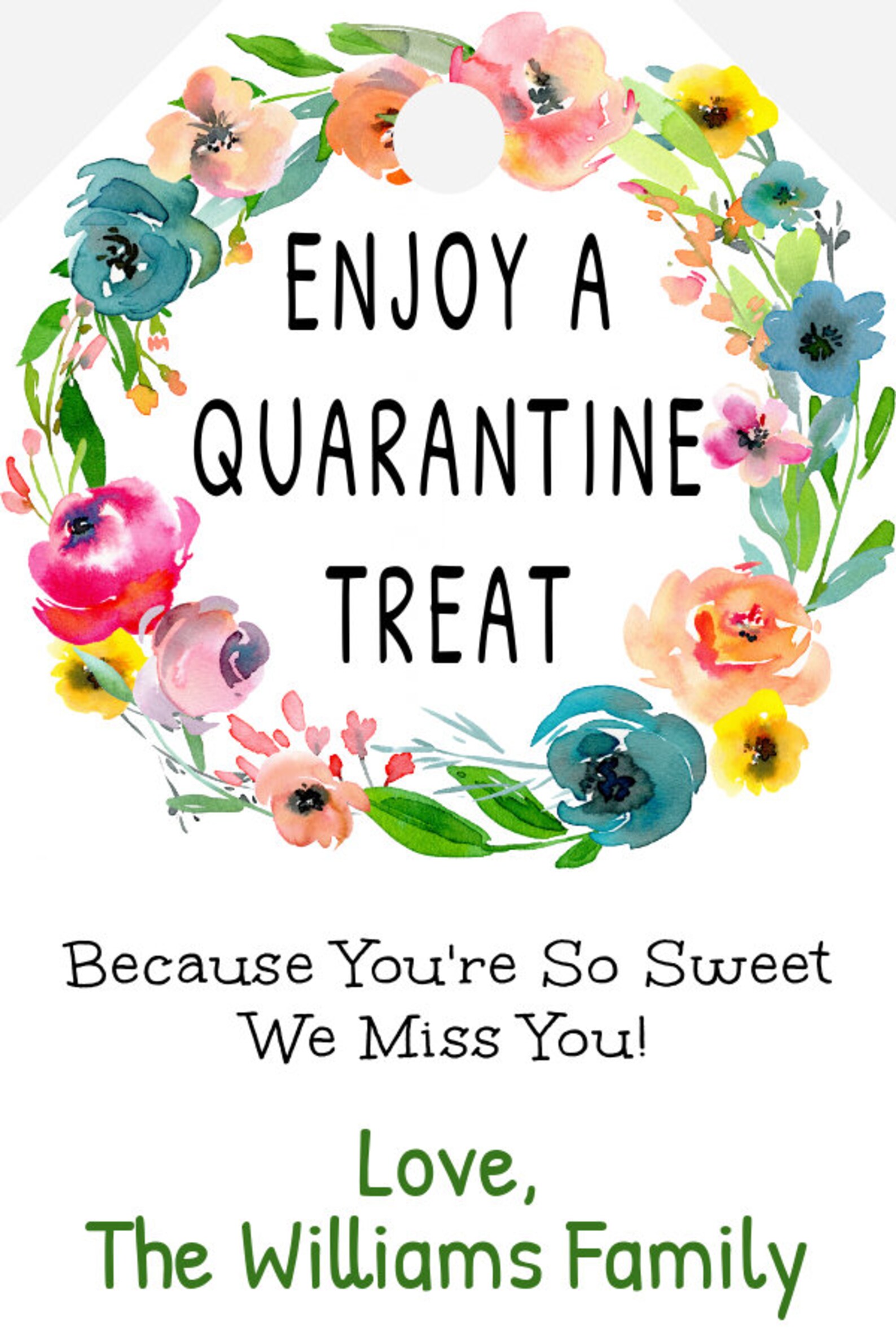 Quarantine Treat Tag Editable Template Social Distancing Well | Etsy