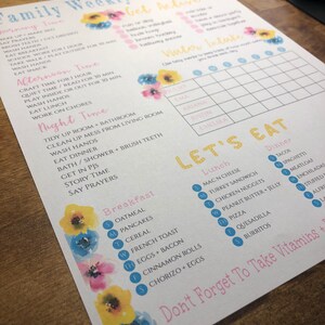 Family Weekly Routine Template Spring Theme, Editable Weekly Planner ...