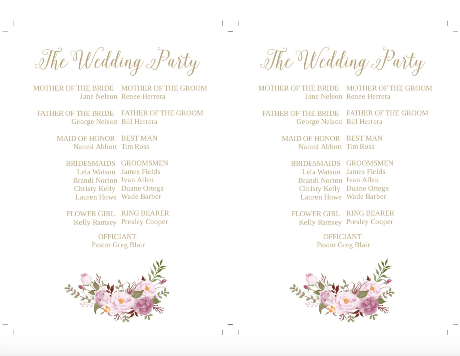 Pink Gold Ceremony Program Template Wedding Ceremony | Etsy