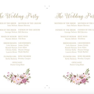 Pink Gold Ceremony Program Template, Wedding Ceremony Printable Program ...