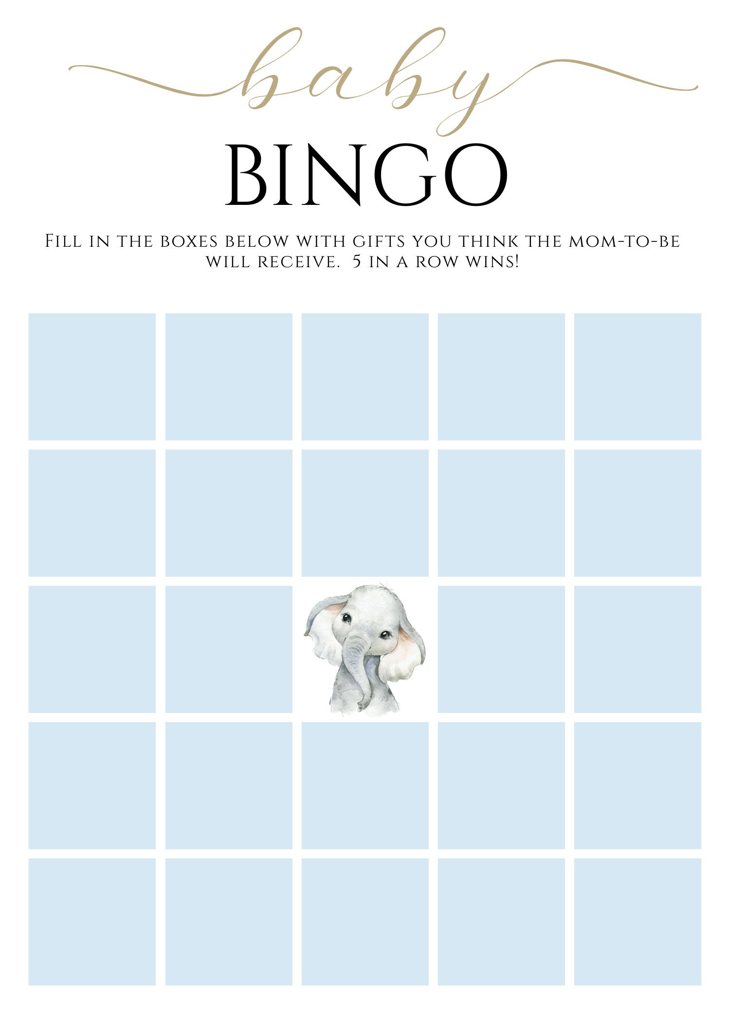 Blue Elephant Baby Shower Game Bundle Template Set, Elephant Shower ...
