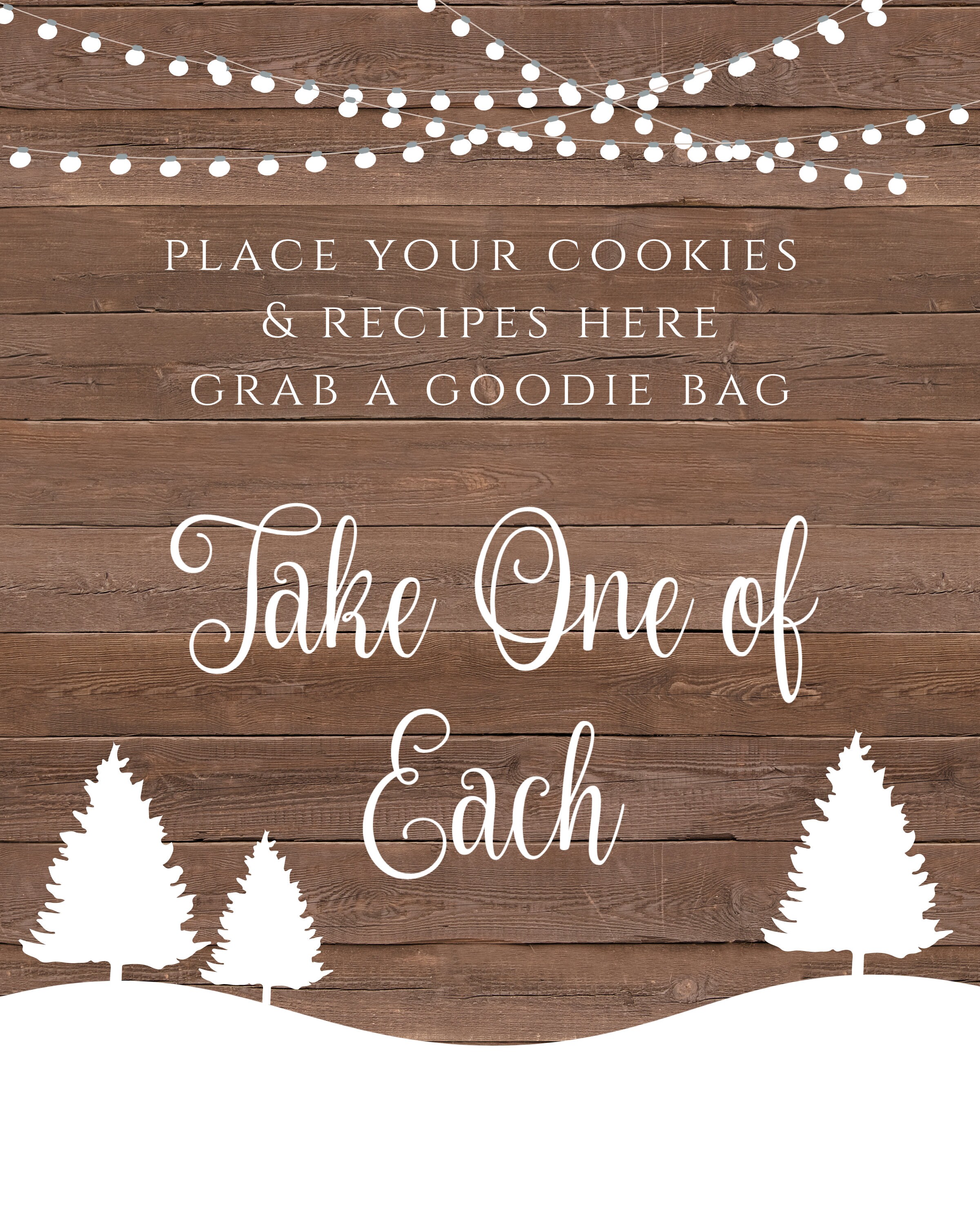Cookie Exchange Christmas Party Template Set Rustic Sign With | Etsy