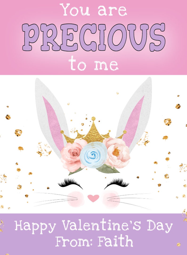 Bunny Valentine Card Template Bunny Valentines Cards for Kids | Etsy