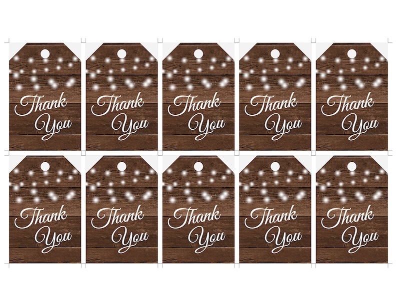 Rustic Favor Tags Template Printable Wedding Thank You Tags - Etsy